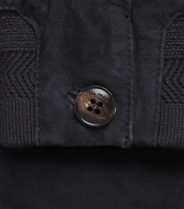 Pal Zileri Suede Bomber Jacket With Stand Collar