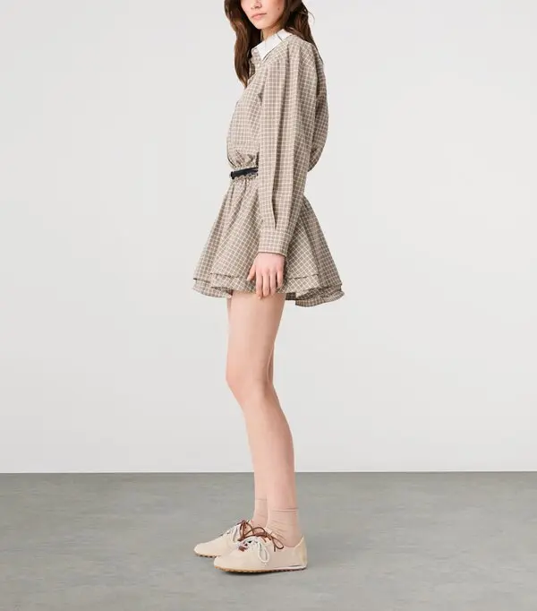 Maje Cotton Check Mini Shirt Dress
