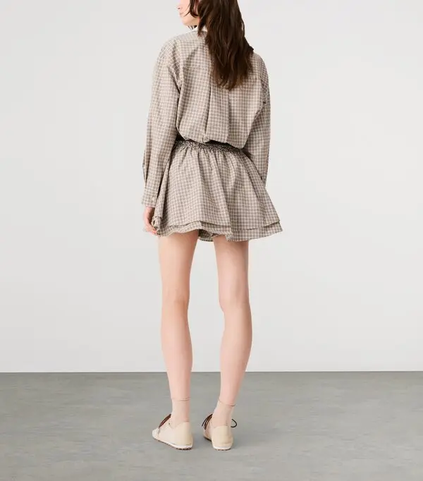 Maje Cotton Check Mini Shirt Dress