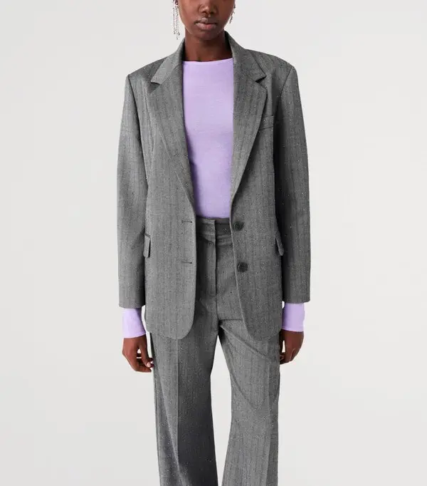 Maje Striped Rhinestone-embellished Blazer