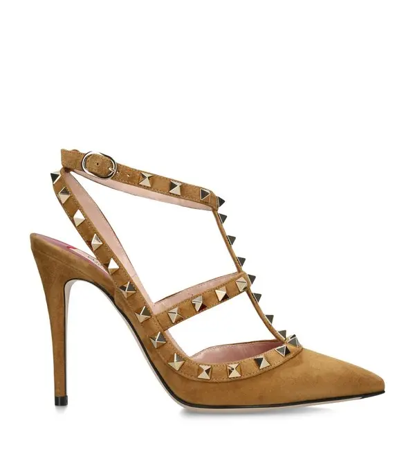 Valentino Garavani Leather Rockstud Pumps 100 - Beige