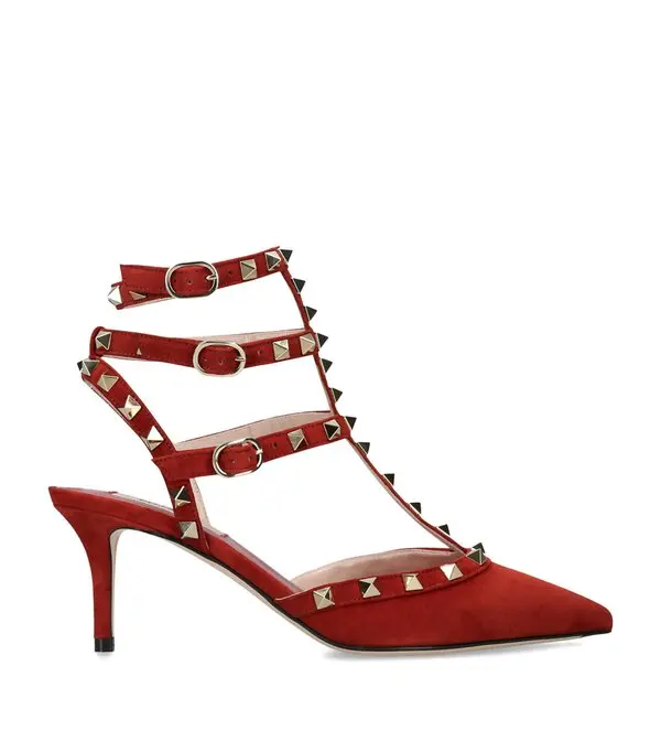 Valentino Garavani Suede Rockstud Pumps 65 - Burgundy