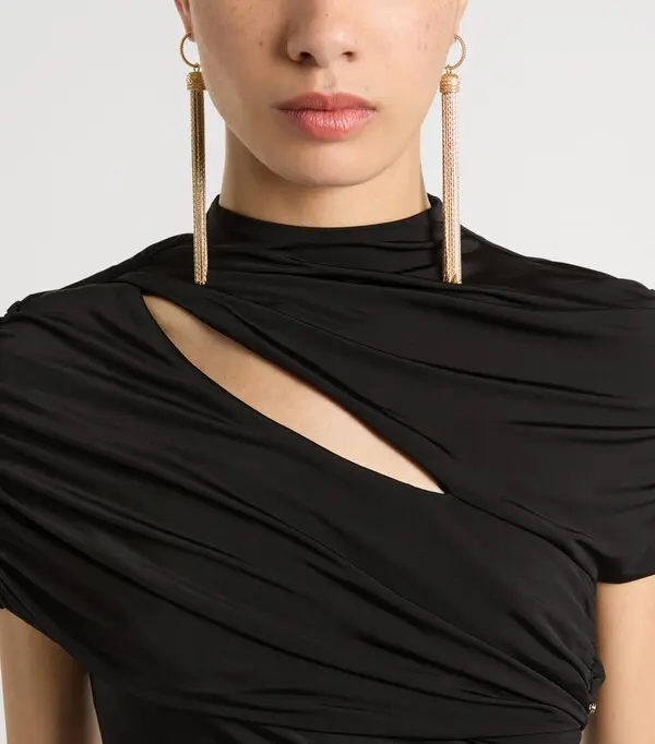 Balmain Jersey Draped Bodycon Mini Dress