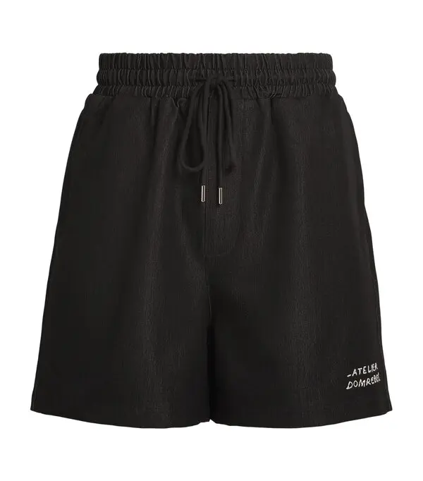 DOMREBEL Chambray Baller Shorts With Embroidered Logo