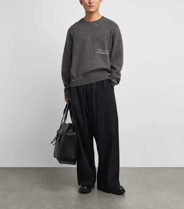 DOMREBEL Wool-blend Embroidered Crew Neck Sweater