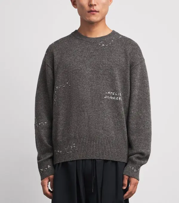 DOMREBEL Wool-blend Embroidered Crew Neck Sweater