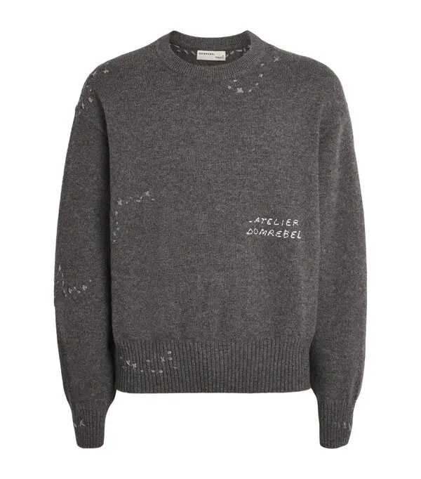 DOMREBEL Wool-blend Embroidered Crew Neck Sweater