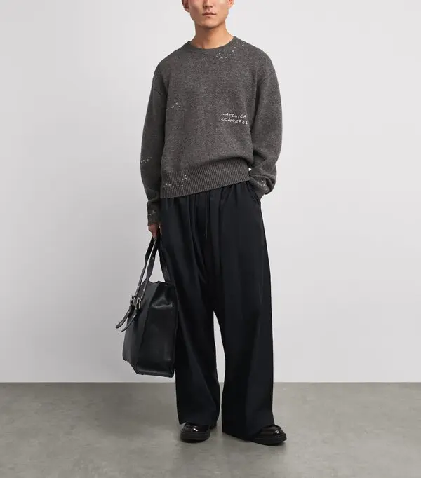 DOMREBEL Wool-blend Embroidered Crew Neck Sweater