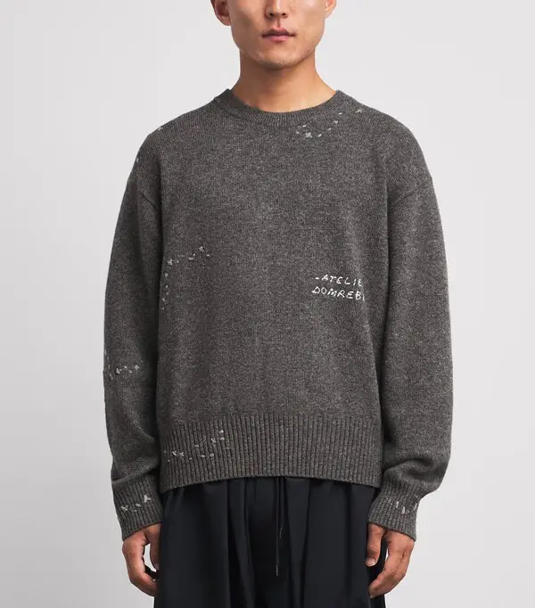 DOMREBEL Wool-blend Embroidered Crew Neck Sweater