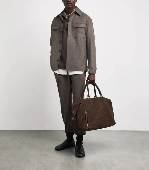 Officine Creative Suede Woven Duffle Bag