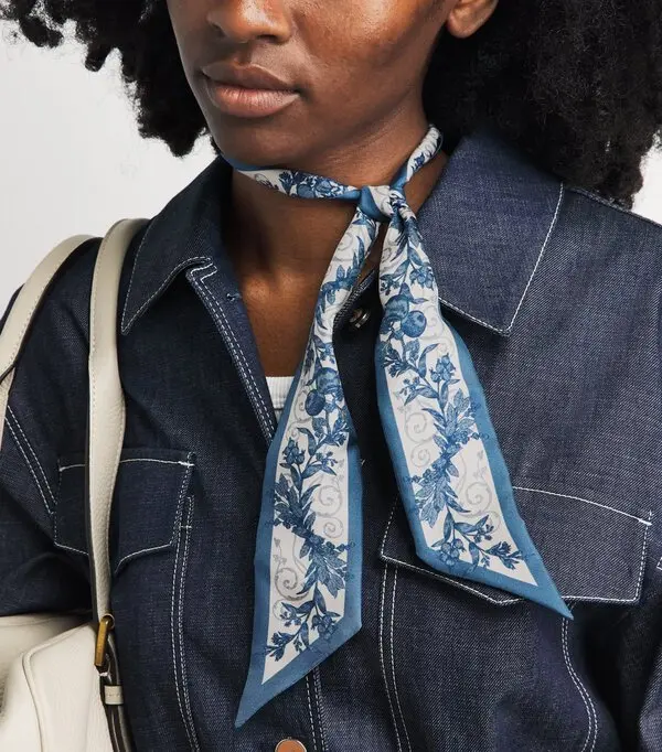 Harrods Silk Menagerie Print Scarf - Blue