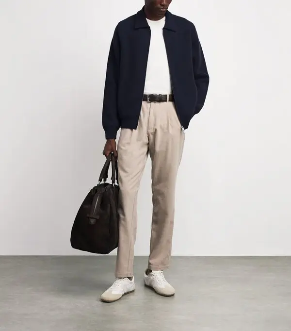 LARDINI Wool-blend Zip-up Overshirt - Navy