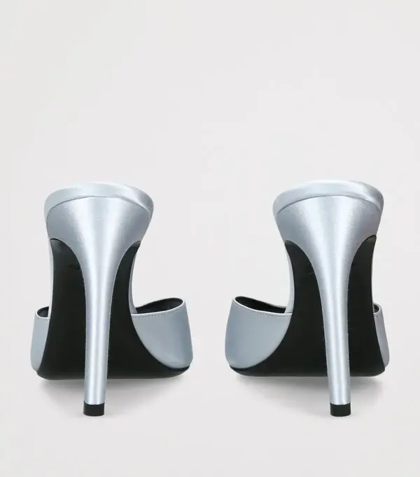 Victoria Beckham Harlow Sculptural Heel Satin Mules - Silver