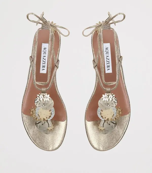 AQUAZZURA Night Stars Metallic Leather Sandals