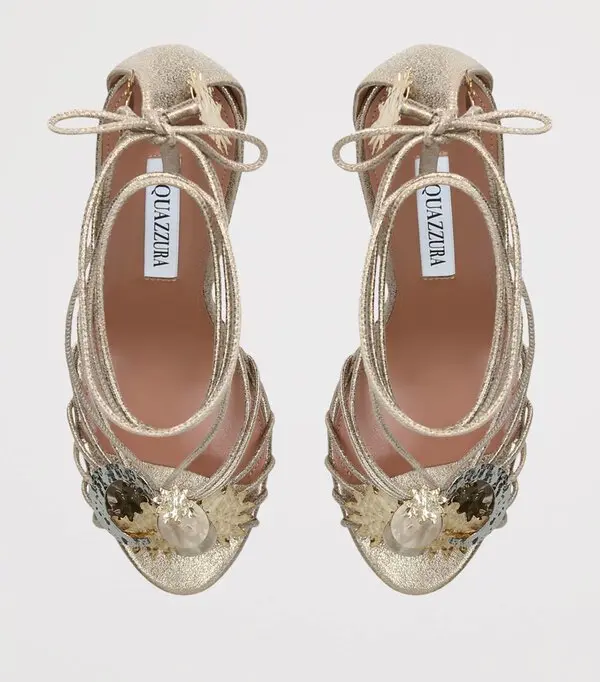 AQUAZZURA Leather Night Stars Sandals - Silver