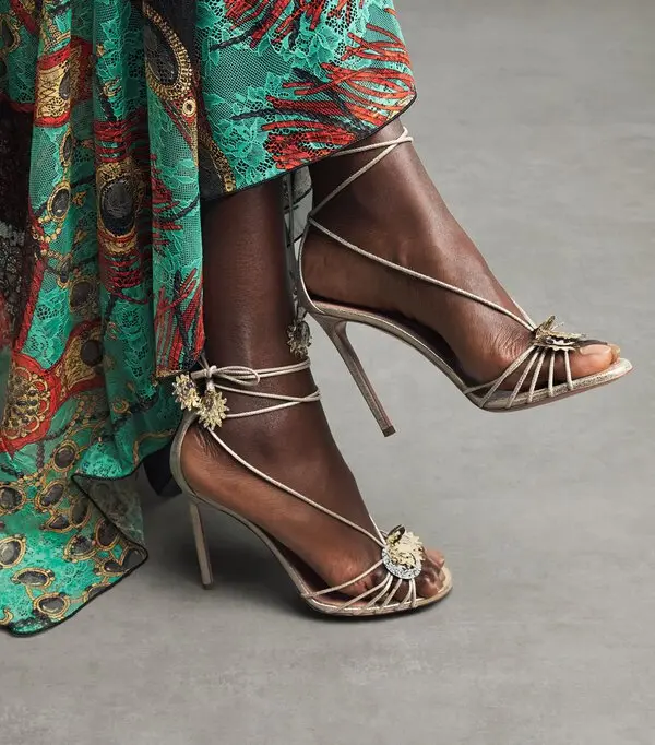 AQUAZZURA Leather Night Stars Sandals - Silver