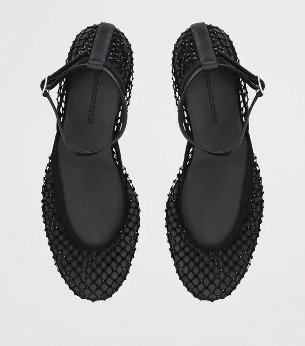 Christopher Esber Mesh Minette Ballet Flats With Ankle Strap - Black
