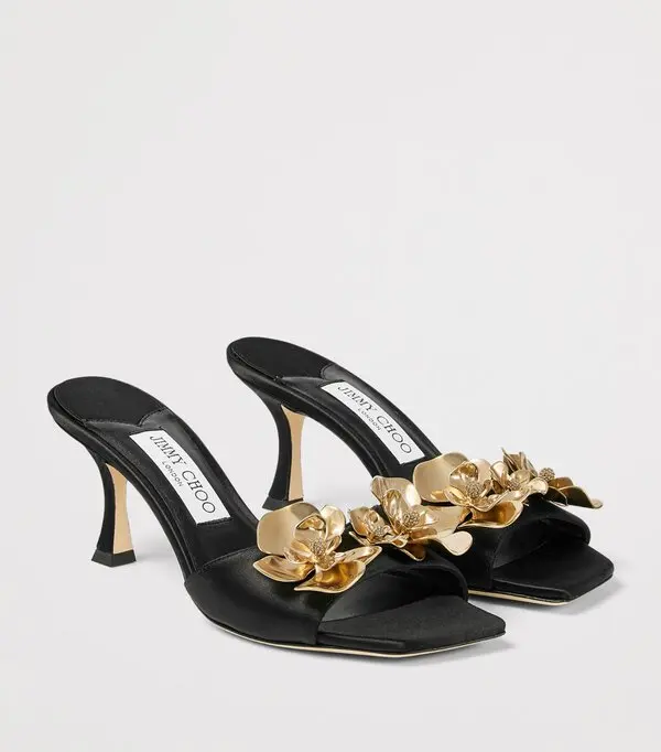 JIMMY CHOO Skye 70 Heeled Mules With Floral Embellishments