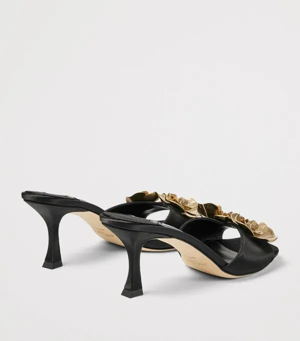 JIMMY CHOO Skye 70 Heeled Mules With Floral Embellishments