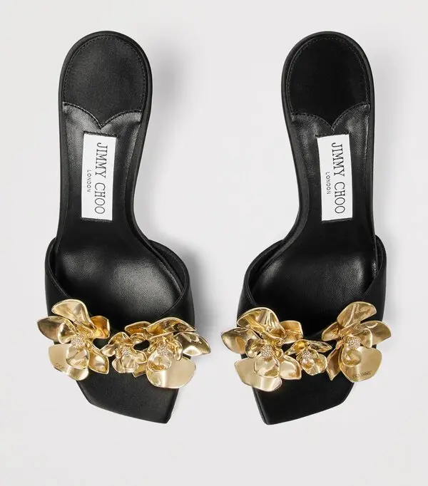 JIMMY CHOO Skye 70 Heeled Mules With Floral Embellishments