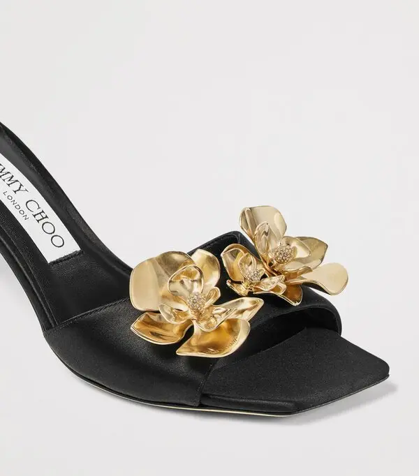 JIMMY CHOO Skye 70 Heeled Mules With Floral Embellishments
