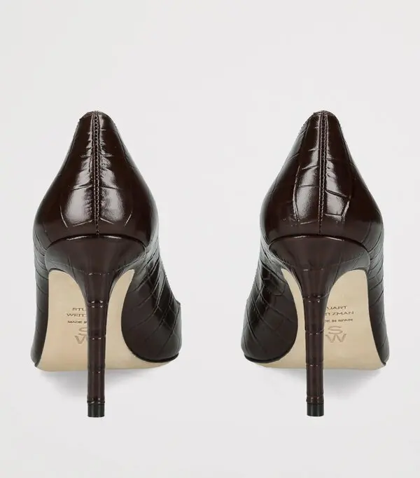 STUART WEITZMAN Croc-embossed Leather Pointed Toe Stiletto Pumps