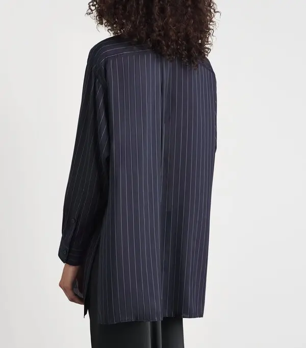 Lafayette 148 New York Silk-blend Pinstripe Shirt