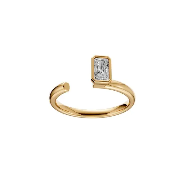 AYA FINE JEWELRY Radiant Cut Lab Grown Diamond Bezel Open Ring In 14k Gold - Yellow