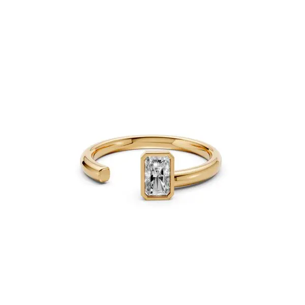 AYA FINE JEWELRY Radiant Cut Lab Grown Diamond Bezel Open Ring In 14k Gold - Yellow