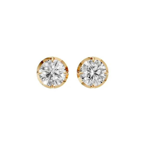 AYA FINE JEWELRY 4 Carat Round Lab Grown Diamond Stud Earrings In 10k Gold - Yellow