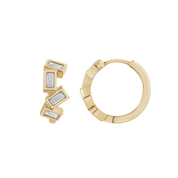 DIAMONBLISS Marilyn Monroe Scattered Baguette Huggie Hoop Earrings - Gold