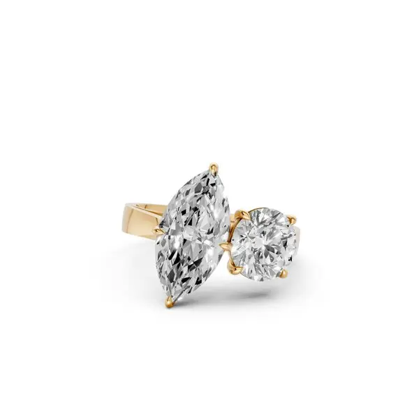 AYA FINE JEWELRY Verity Round And Marquise Cut Igi Certified Lab Grown Diamond Toi Et Moi Ring In Gold - Yellow