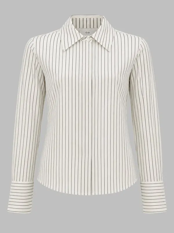 Co Silk Stripe Button Front Shirt