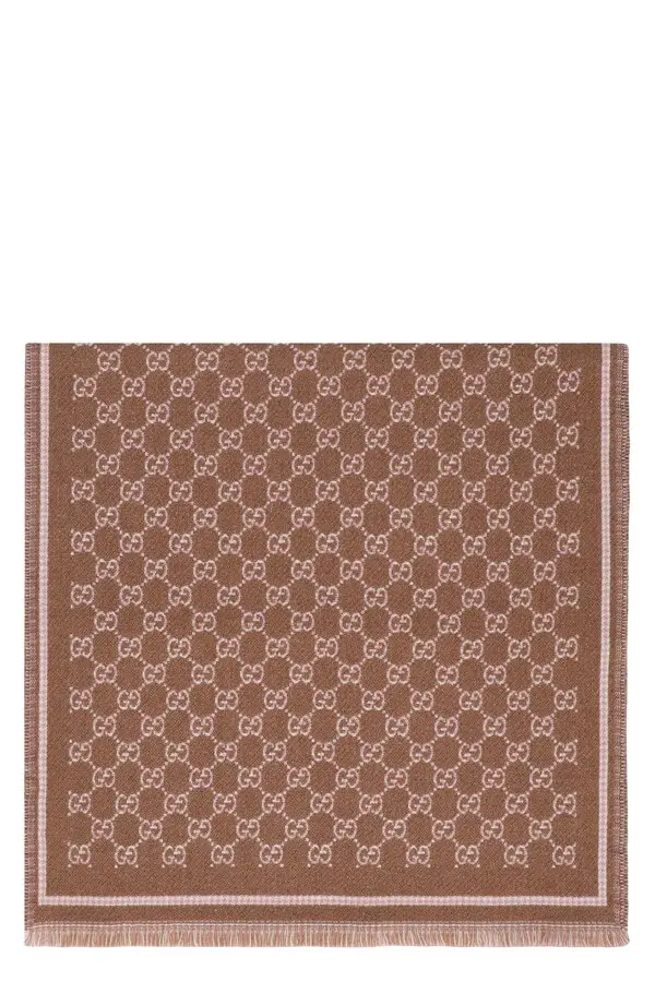 Gucci Monogram Wool Scarf - Brown