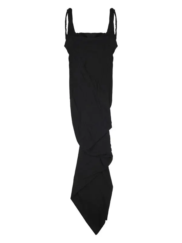 Rick Owens Ruched Asymmetrical Maxi Dress