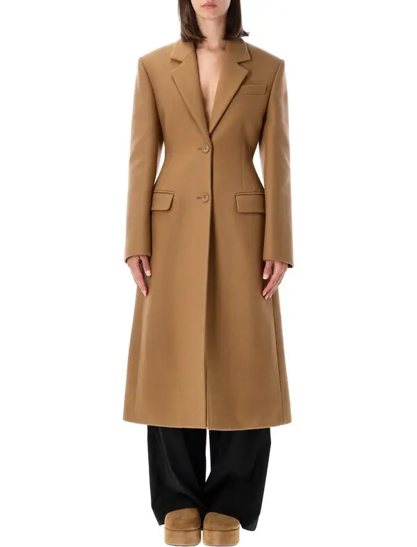 Balenciaga Tailored Single-breasted Melton Wool Jacket With Structured Shoulders - Marrone