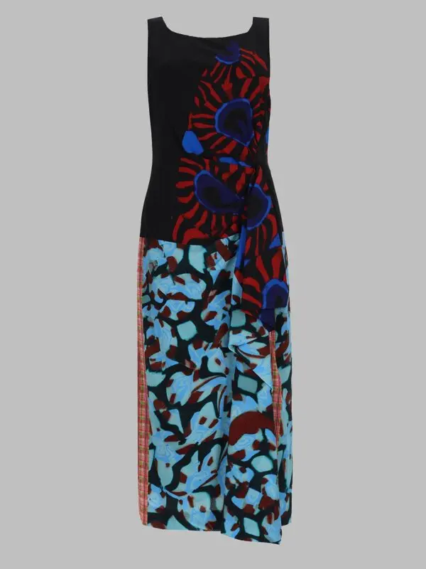 Dries Van Noten Sleeveless Printed Draped Dress