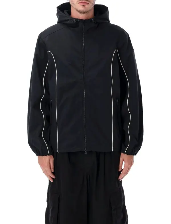 DIESEL® Zip-front Hooded Jacket With Contrast Piping - Nero