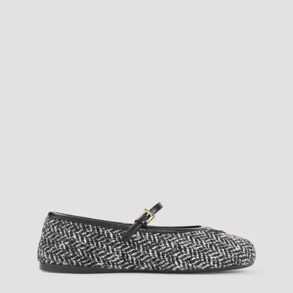 Prada Wool Ballerina Flats - White