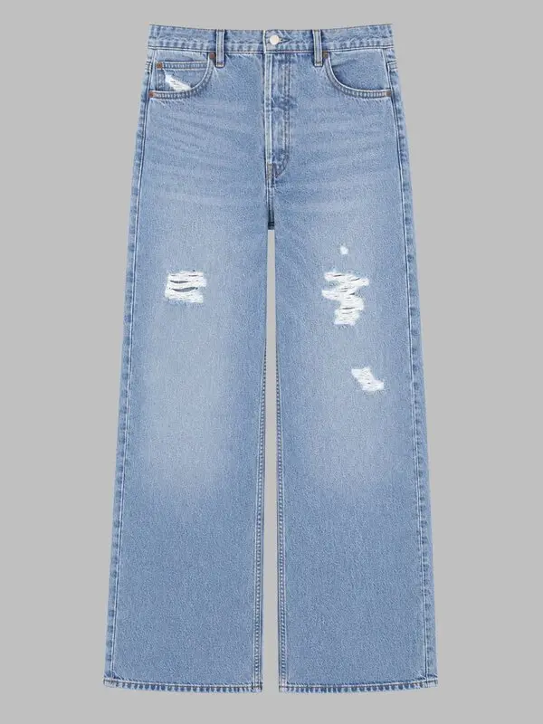 FRAME Distressed Wide-leg Jeans