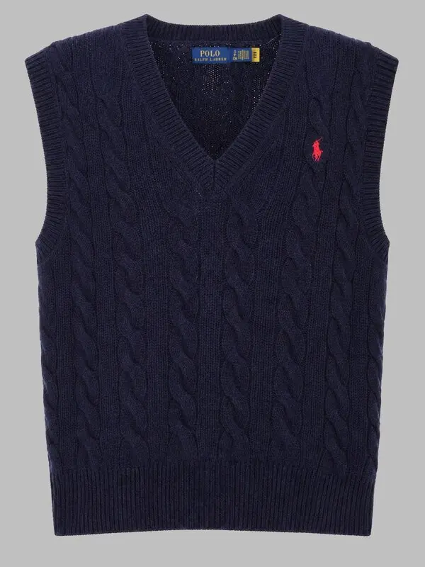 Polo Ralph Lauren Cable-knit V-neck Sweater Vest - Blue