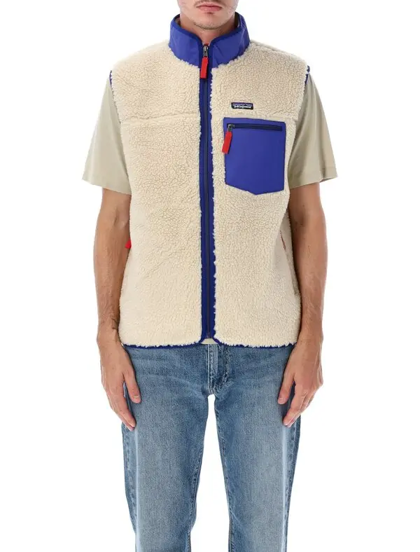 Patagonia Classic Retro-x® Full-zip Fleece Vest With Windproof Lining - Beige