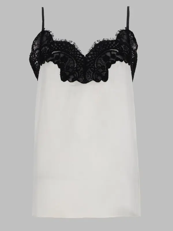 Co Silk Lace Trim Camisole Top - Ivory