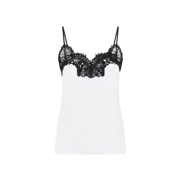 Co Silk Lace Trim Camisole - White