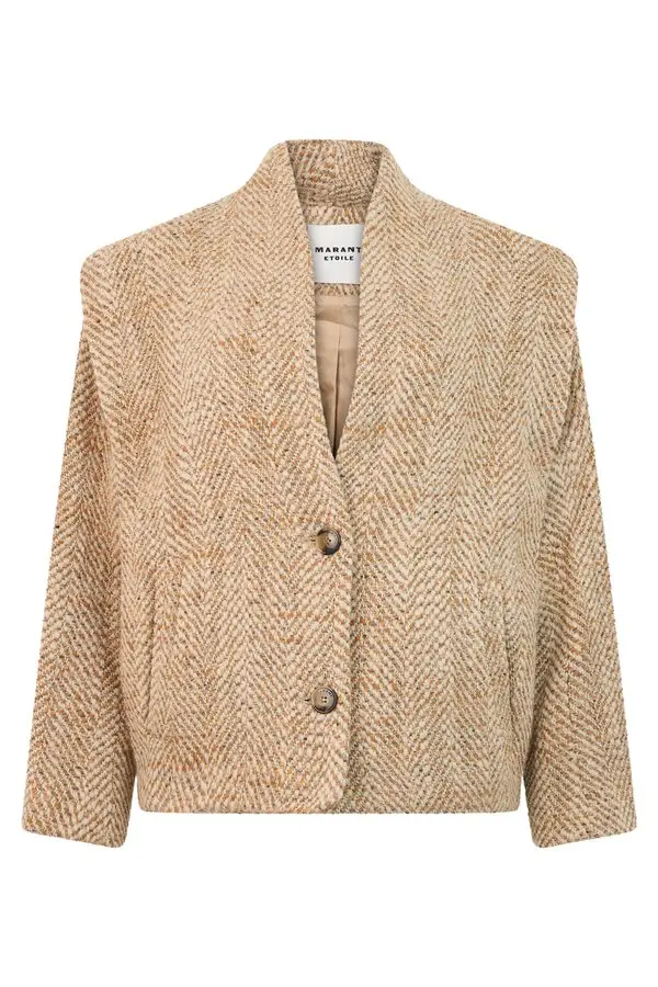 MARANT ETOILE Cropped Button-front Wool-blend Jacket - Beige