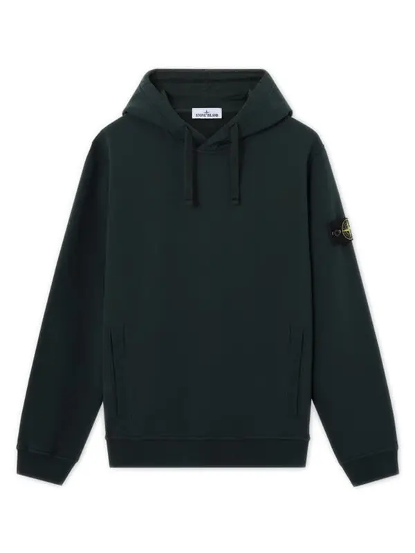Stone Island Inspired Cotton Half-zip Sweatshirt With Ribbed Trims - Verde