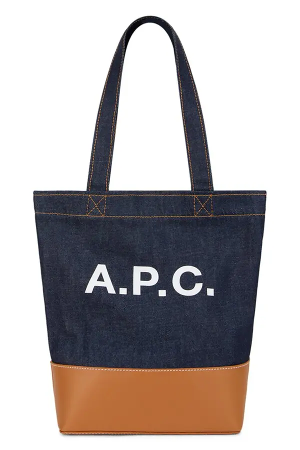A.p.c. Logo Tote Handbag With Contrasting Logo 30 X 40 X 14 Cm - Denim
