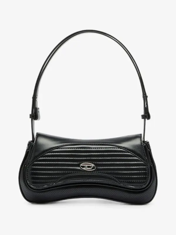DIESEL® Mini Shoulder Handbag With Metal Oval D Logo - Nero