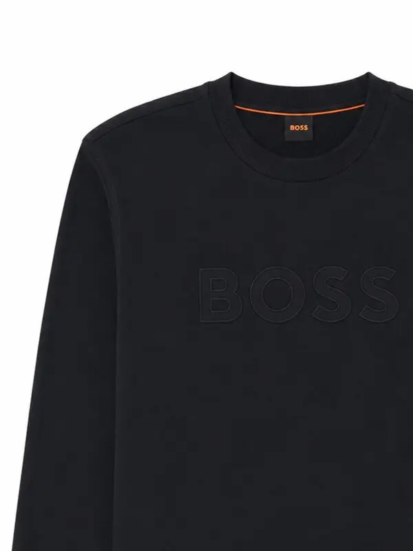 BOSS Logo Embossed Crewneck Sweatshirt - Black