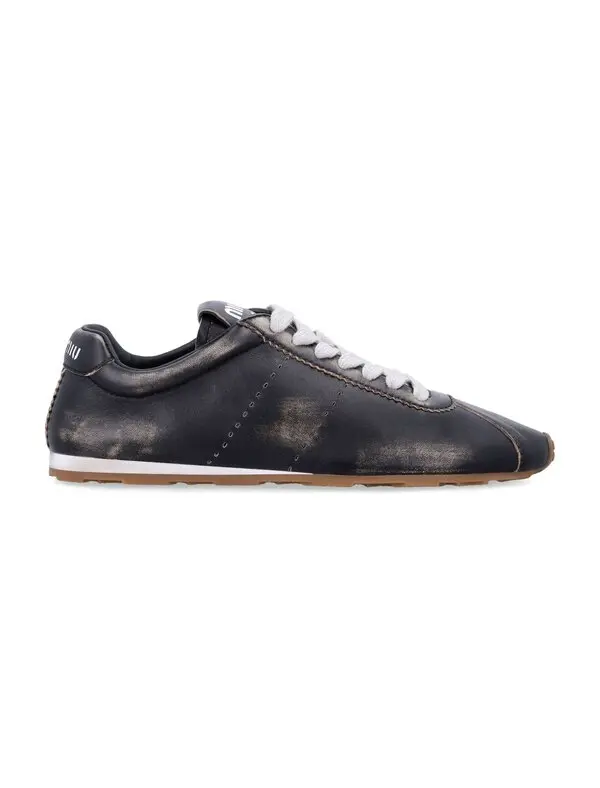 Miu Miu 100% Lamb Leather Lace Up Sneakers